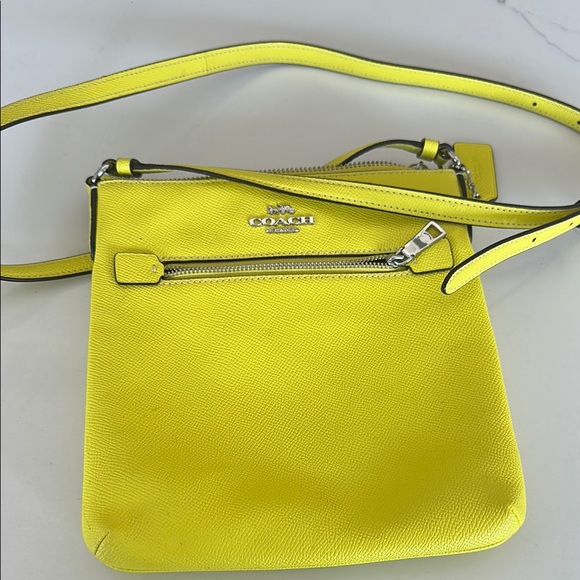 Coach | Bags | Coach Neon Yellow Crossbody Bag With Silver Hardware ...